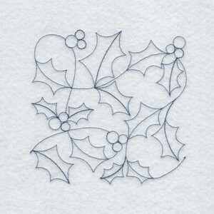 Holly Quilt Block Embroidery Design - Multiple Sizes Included - E2E Quilt Block, Christmas Edge ...