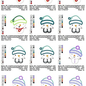 Cute Snowmen Applique - 14 Machine Embroidery Designs - 4x4 5x7 6x10 ...