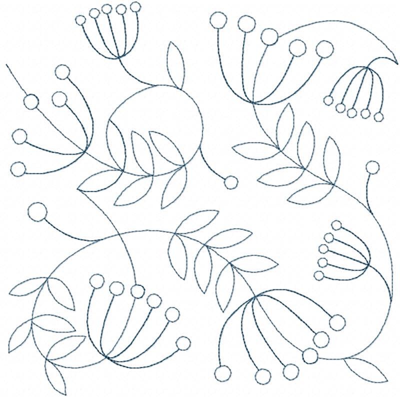 Folk Art Flowers Quilt Block - Digital Pantograph for Long Arm Quilting Machines - E2E Quilt ...