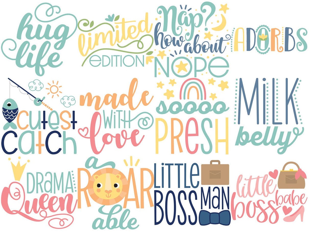 Baby Sentiments Too SVG Bundle 12 SVG and Graphic Files - Etsy