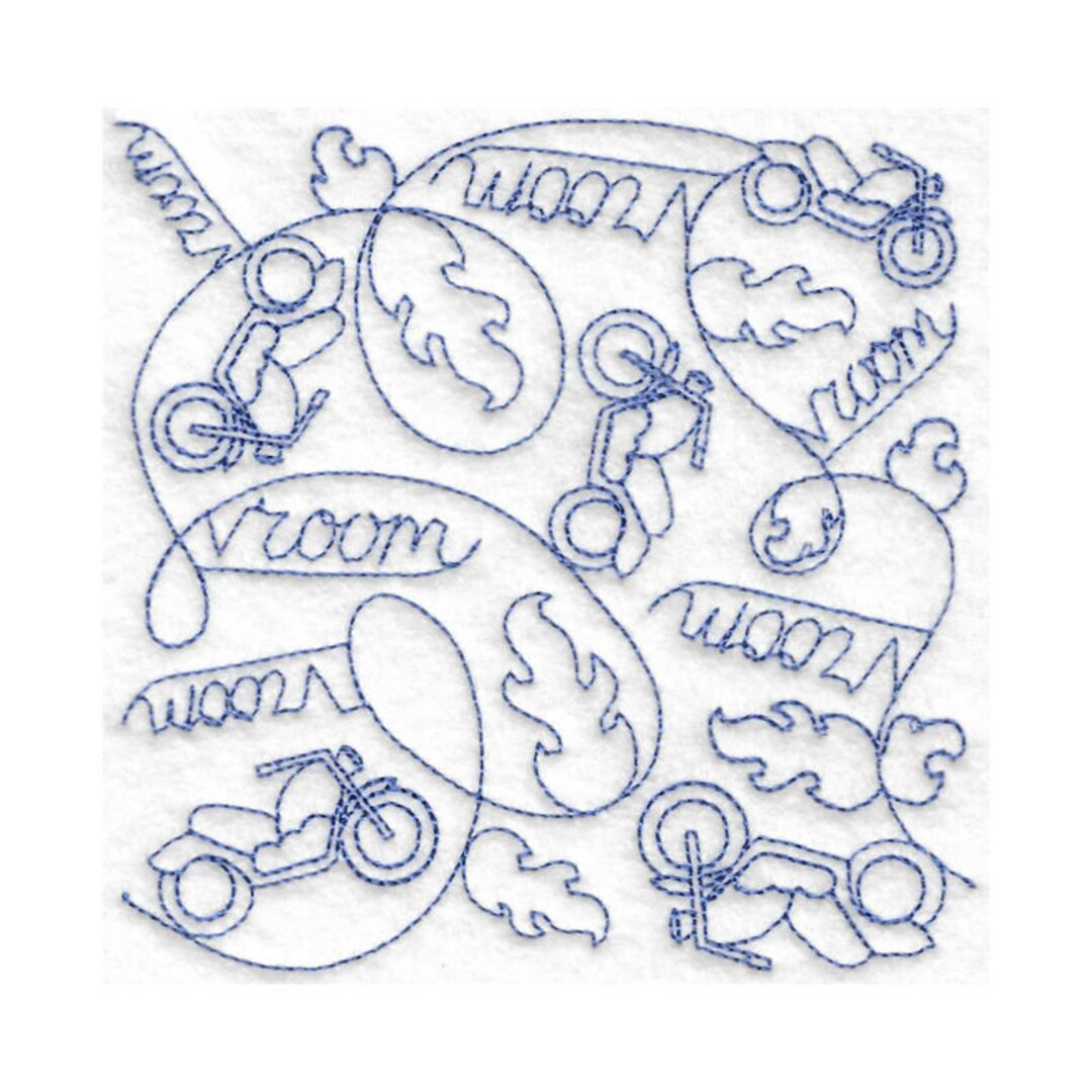 Motorbike Quilt Block Embroidery Design - Multiple Sizes Included - E2E ...