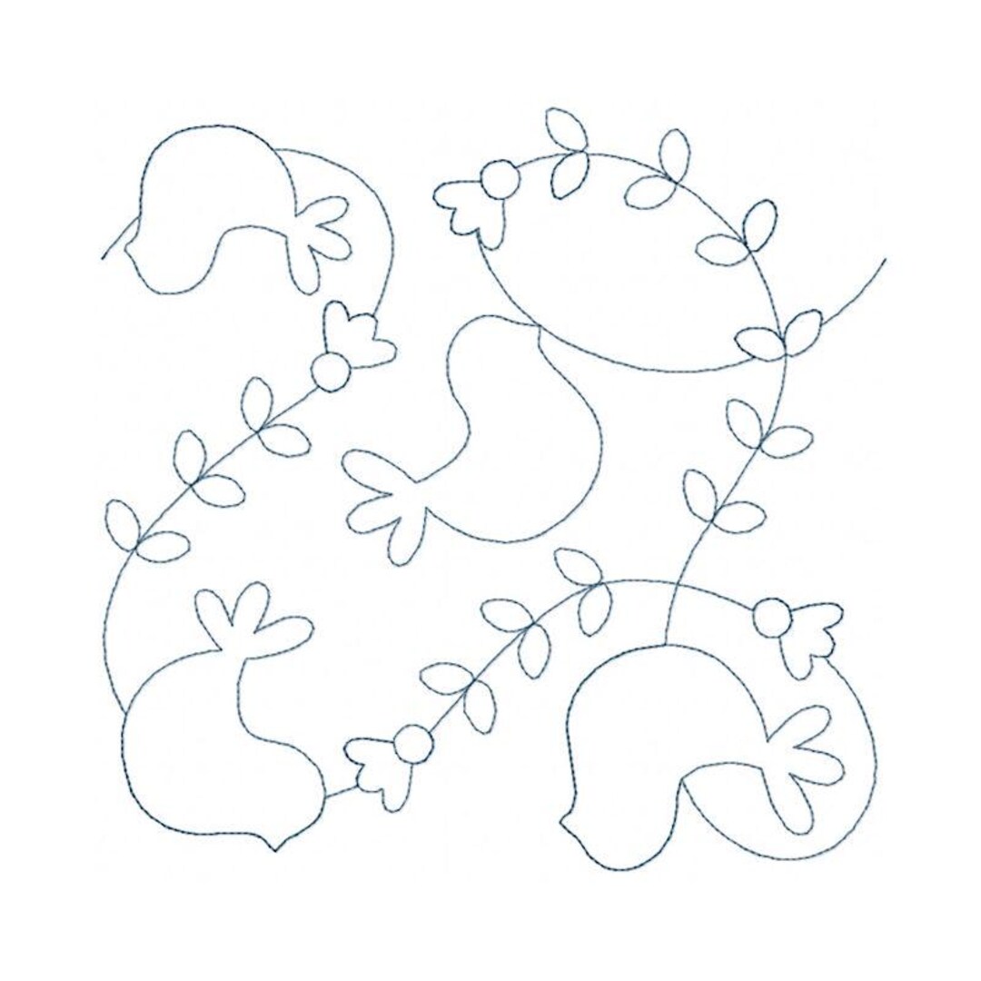Birds and Flowers Quilt Block - Digital Pantograph for Long Arm ...