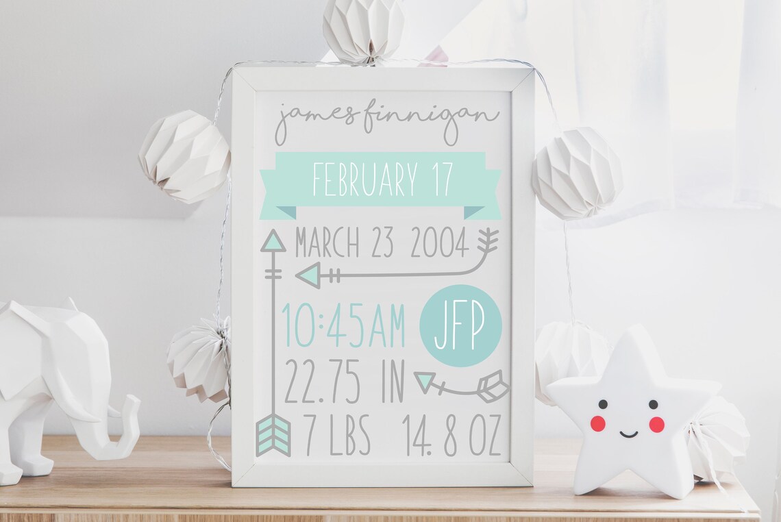 Modern Birth Announcement Template Clipart and SVG - Etsy