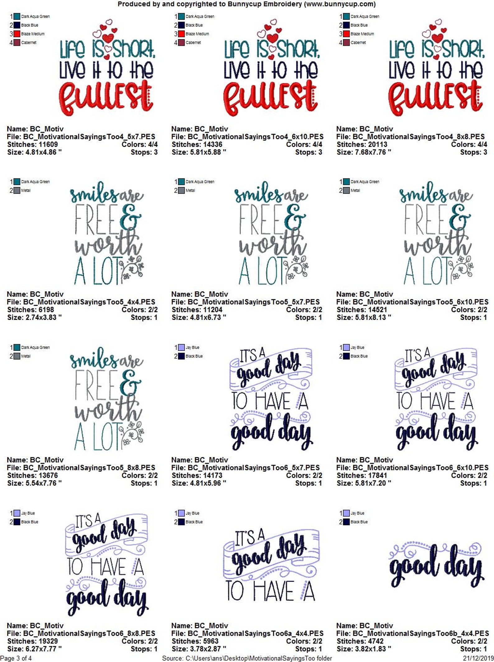 Motivational Sayings Too 12 Machine Embroidery Designs 4x4 - Etsy