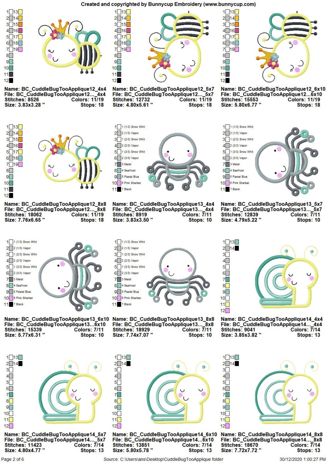 Cuddle Bug Too Applique 16 Machine Embroidery Designs 4x4 - Etsy