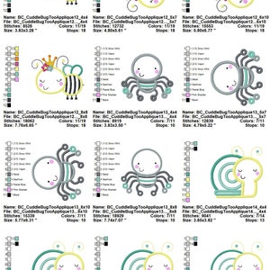 Cuddle Bug Too Applique - 16 Machine Embroidery Designs - 4x4 5x7 6x10 ...