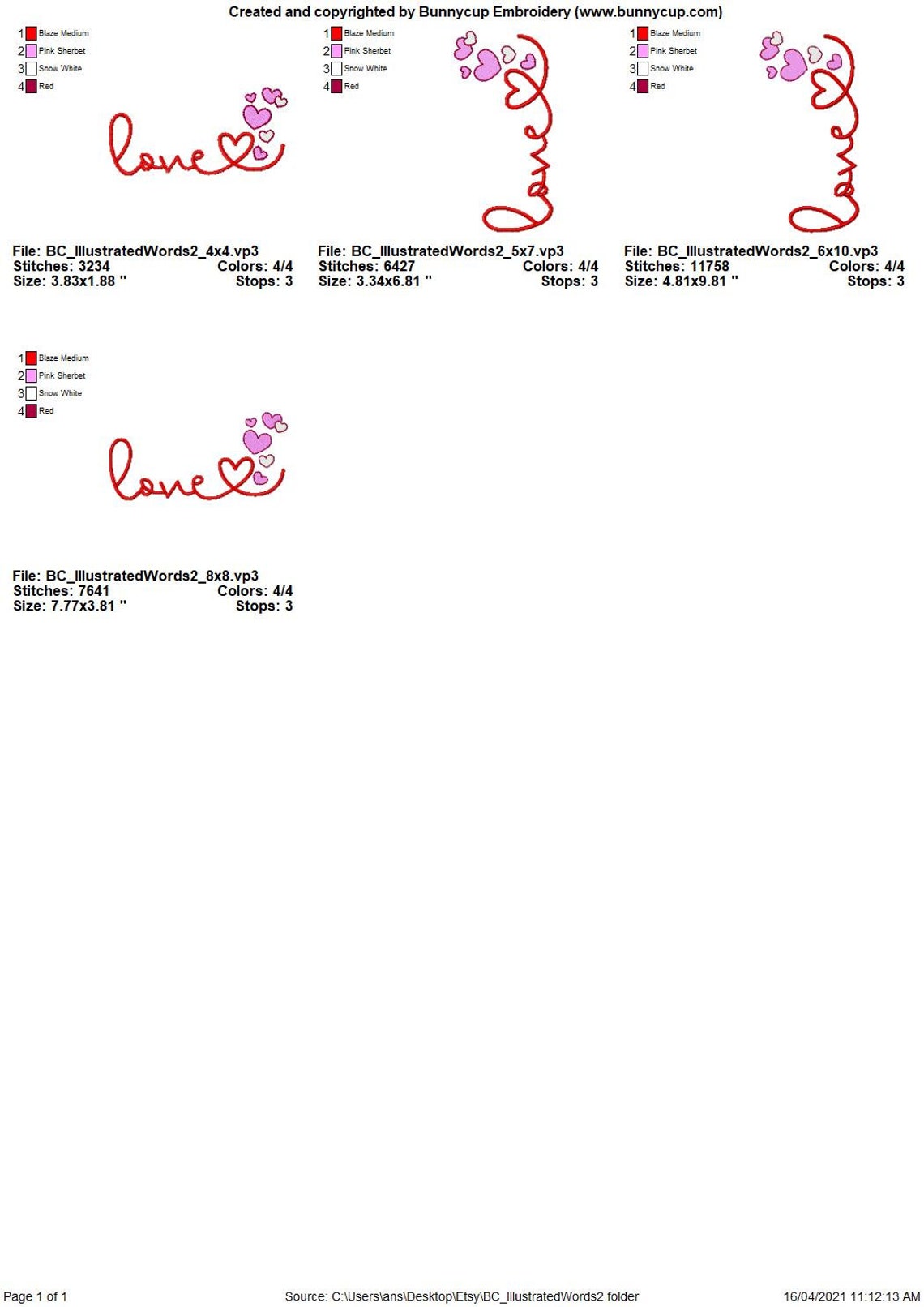 Love - Machine Embroidery Design - 4x4 5x7 6x10 8x8 Sizes Included ...