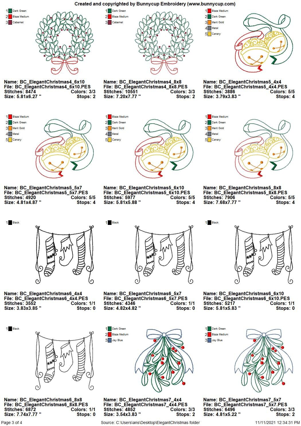 Elegant Christmas - 12 Machine Embroidery Designs - Multiple Sizes ...
