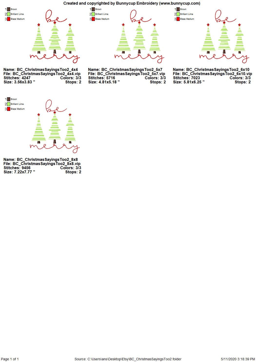 Be Merry Embroidery Design 4x4 5x7 6x10 8x8 Sizes Included - Etsy