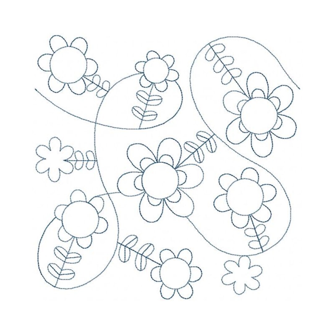 Folk Art Flowers Quilt Block Embroidery Design - Multiple Sizes ...
