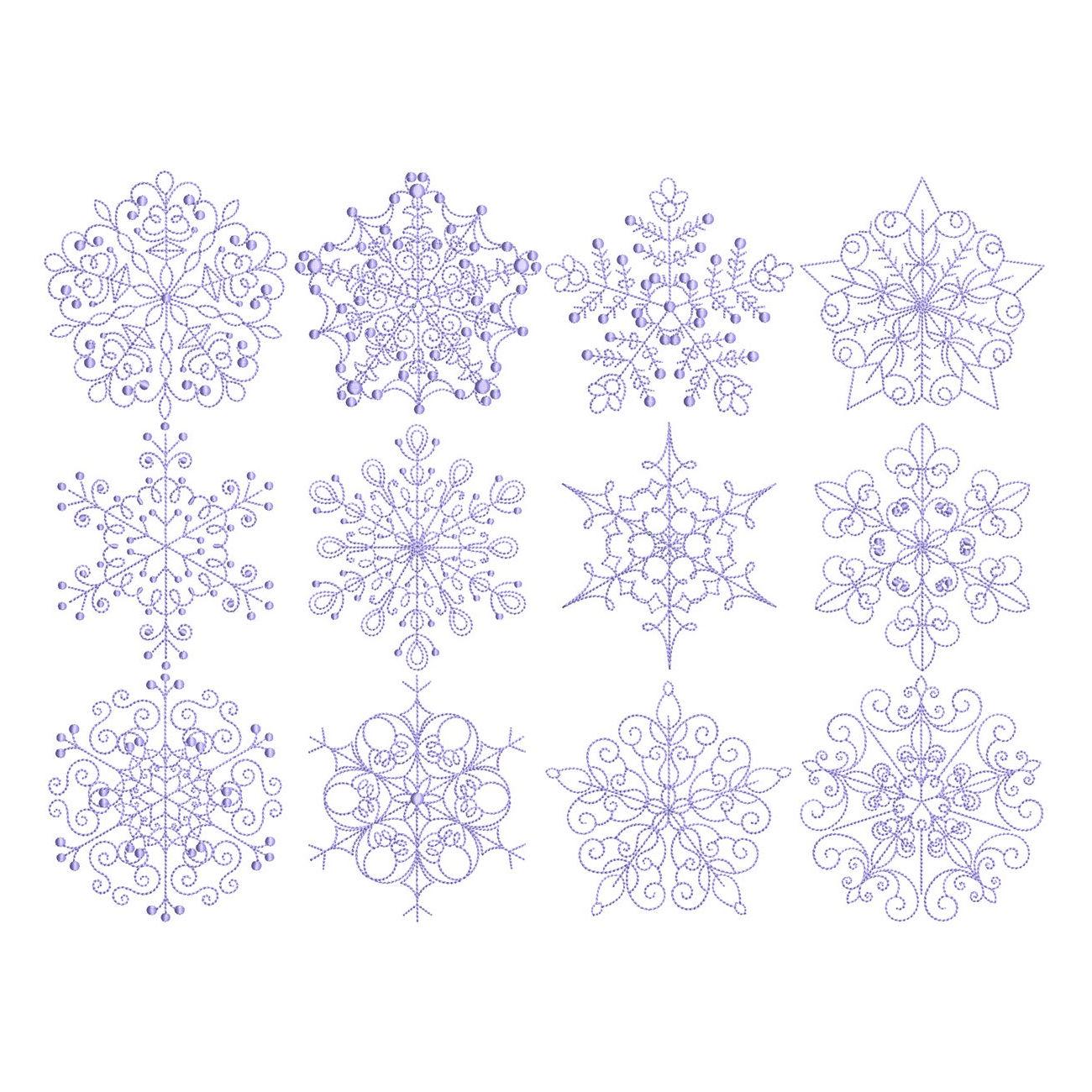 Snowflakes Three - 12 Machine Embroidery Designs - 4x4 5x7 6x10 8x8 ...