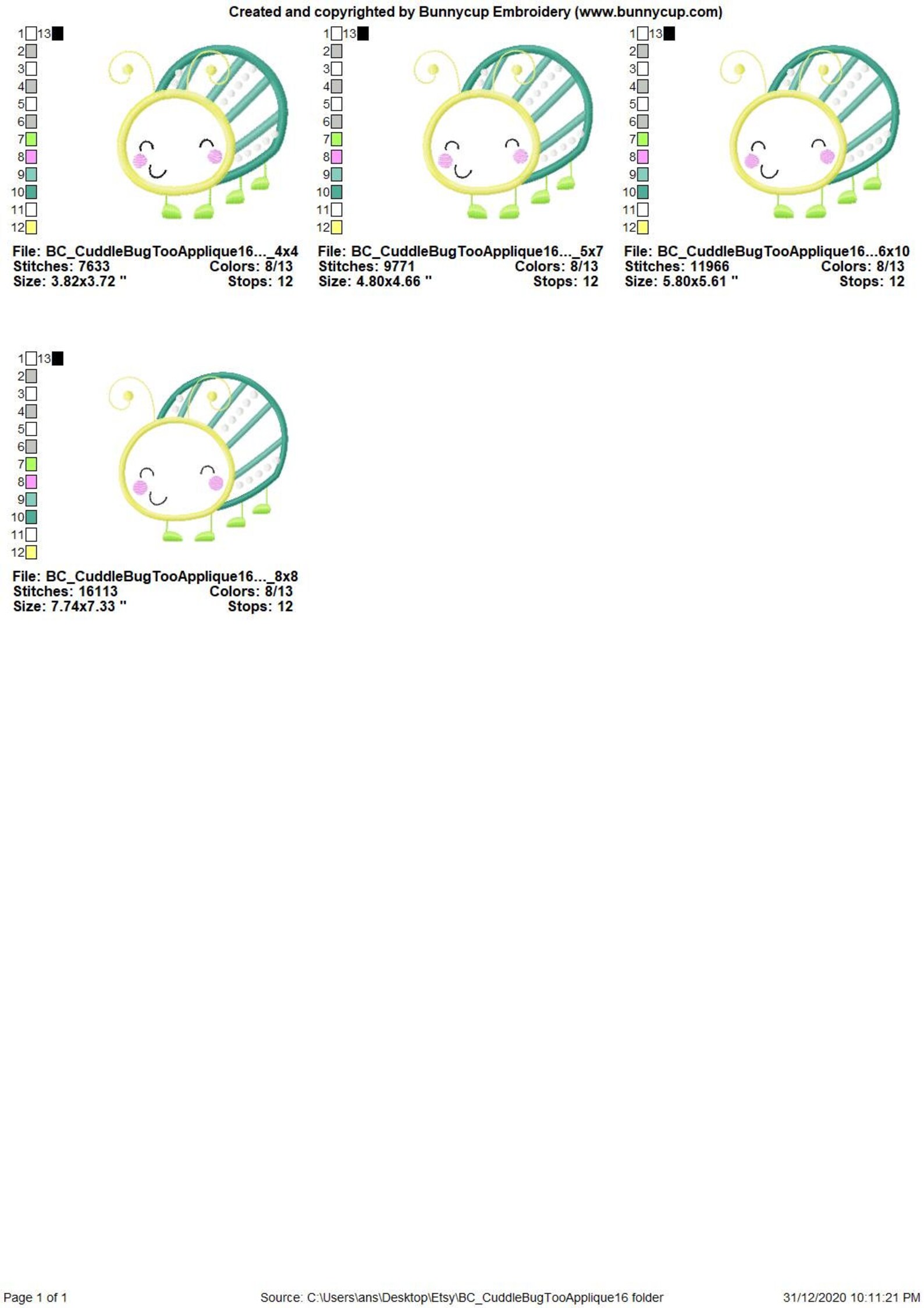 Applique Beetle Embroidery Design 4x4 5x7 6x10 8x8 Sizes | Etsy