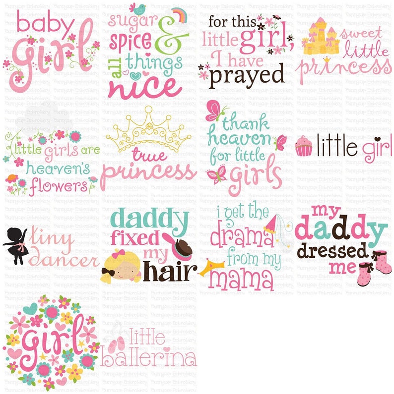 Baby Girl Sentiments Bundle Clipart and SVG 14 SVG Clipart - Etsy