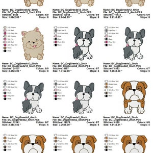 Dog Breeds - 12 Machine Embroidery Designs - 2, 3, 4 & 5 Inch Sizes ...