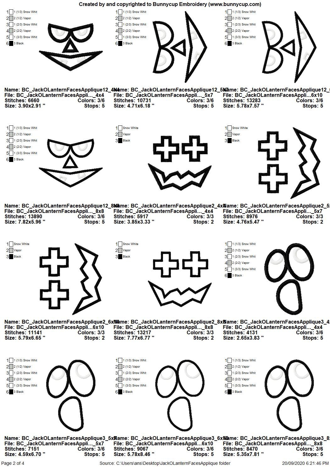 Jack-o-lantern Faces Applique 12 Machine Embroidery Designs | Etsy