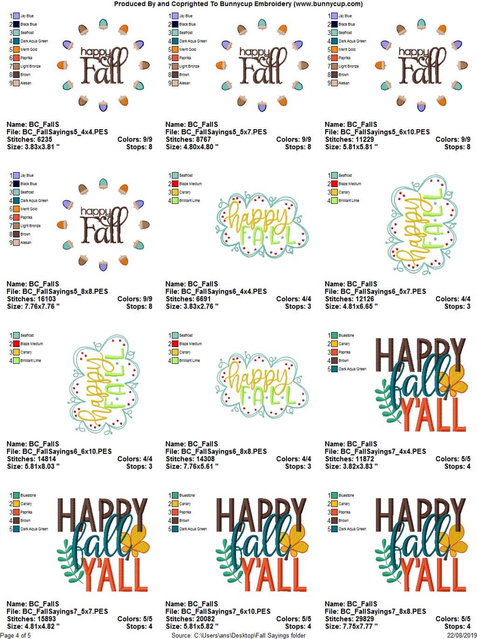 Fall Sayings - 15 Machine Embroidery Designs - Multiple Sizes - Autumn ...