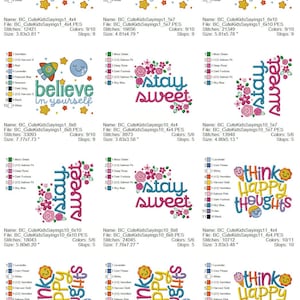 Cute Kids Sayings - 12 Machine Embroidery Designs - Multiple Sizes ...