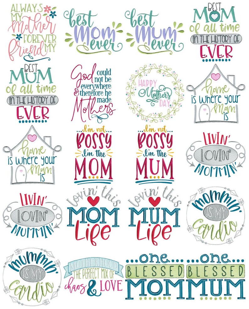 Mom Sayings 20 Machine Embroidery Designs Multiple Sizes - Etsy Canada