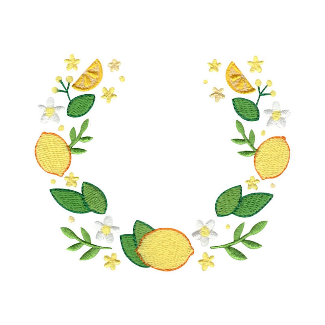 Lemon Monogram Frame Embroidery Design - 4x4 5x7 6x10 8x8 Sizes ...