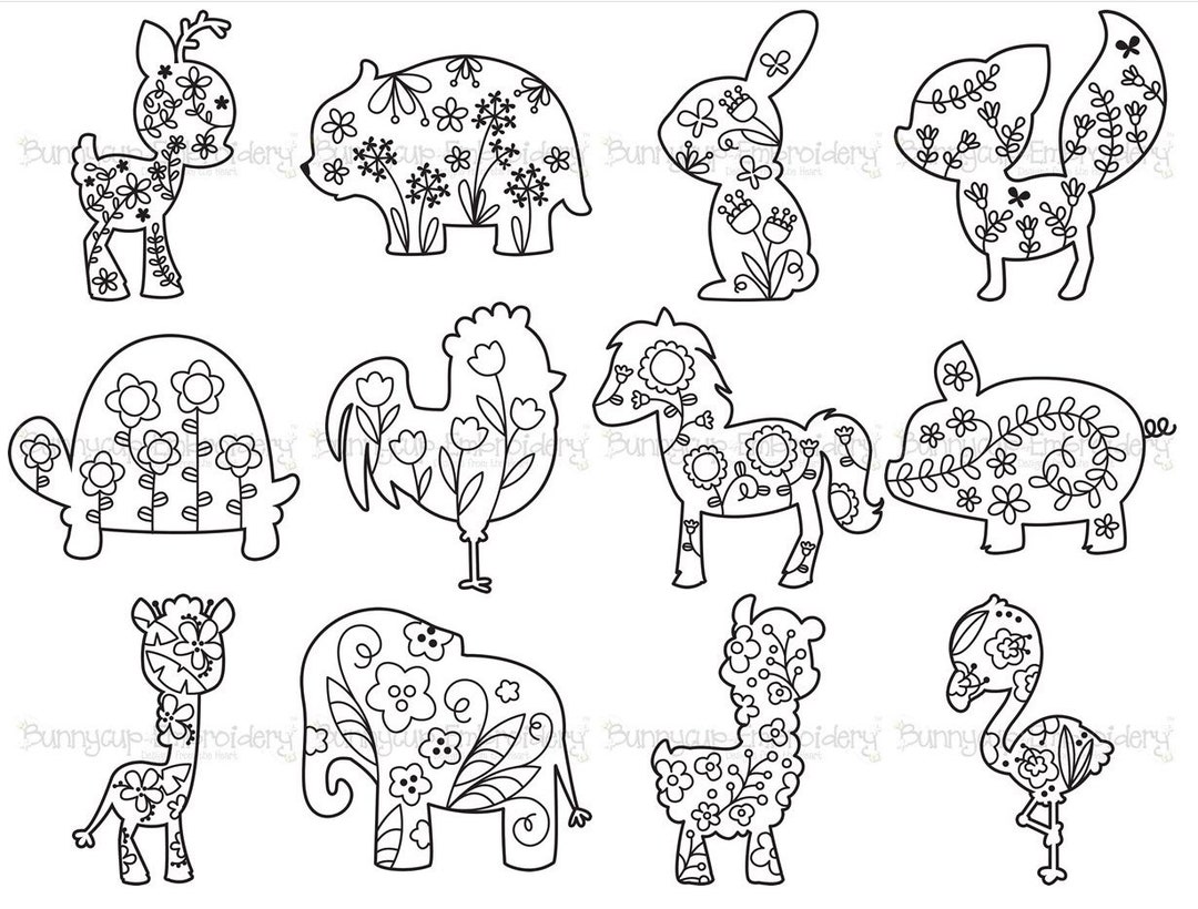 Flower Animals SVG Bundle - 12 SVG and Graphic Files - Animals Svg ...