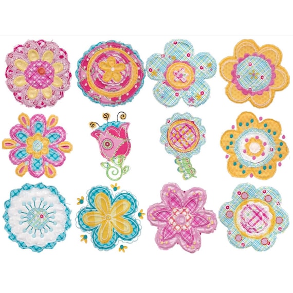 Flower Machine Applique GO! Little Round Flower Embroidery Design By