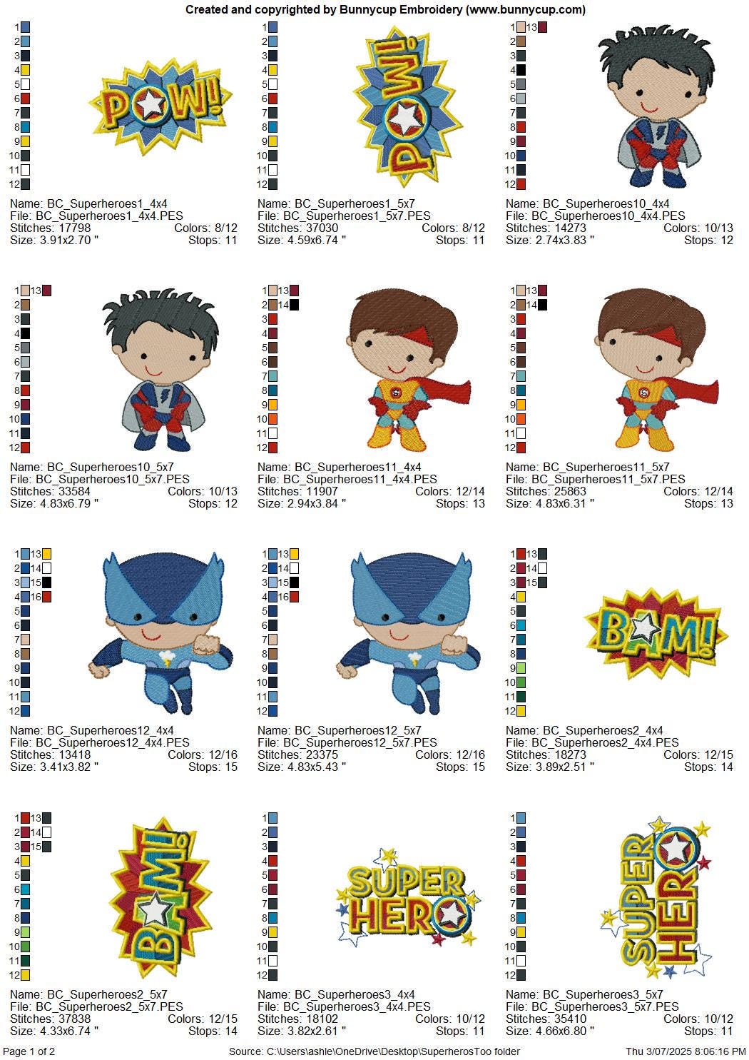 Superheroes - 12 Machine Embroidery Designs - Multiple Sizes Included ...