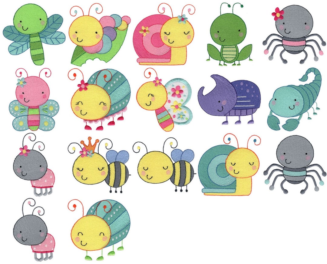 Cuddle Bug Too - 17 Machine Embroidery Designs - 3, 4 & 5 Inch Sizes ...