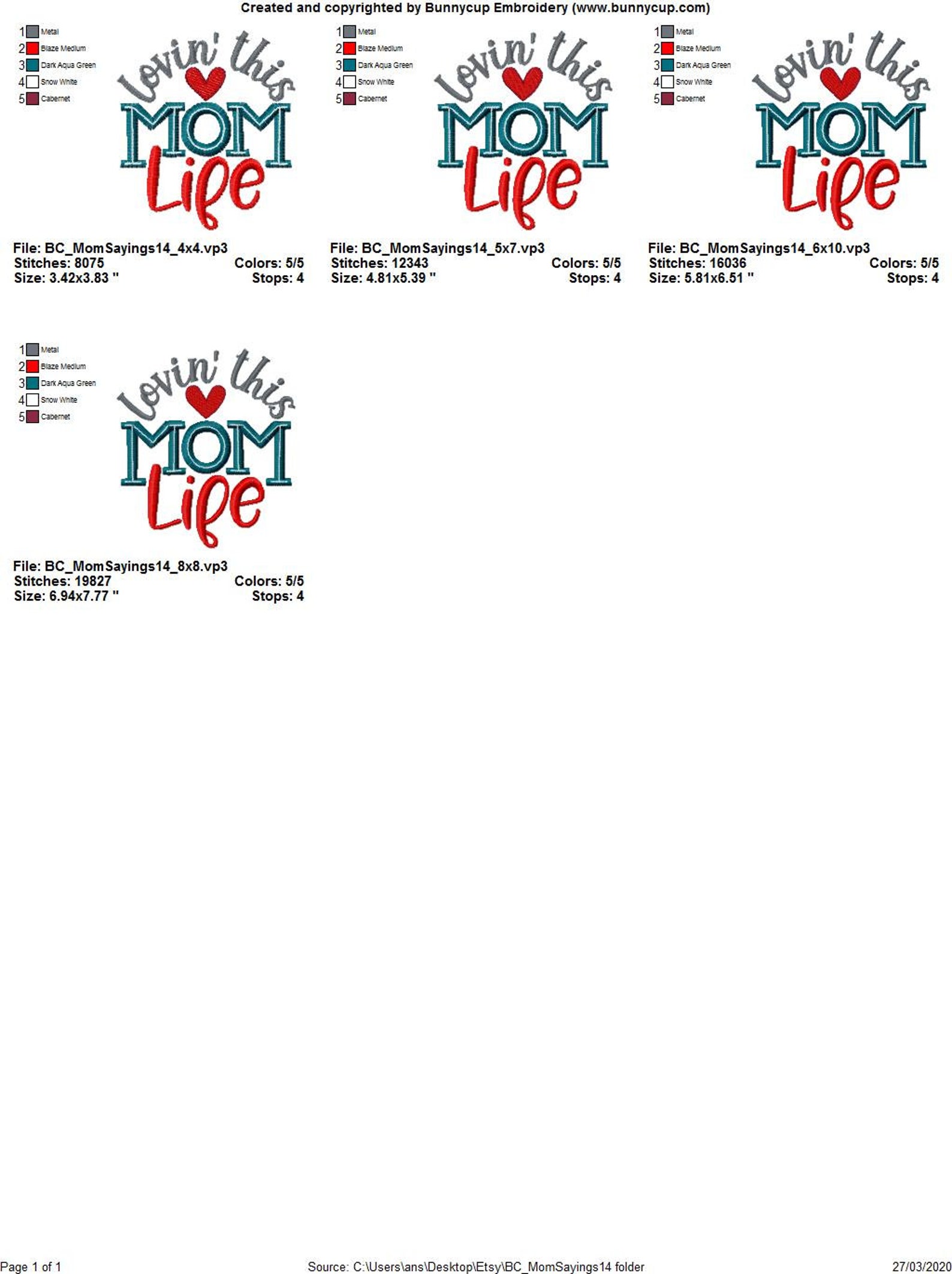 Lovin' This Mom Life Embroidery Design - 4x4 5x7 6x10 8x8 Sizes ...