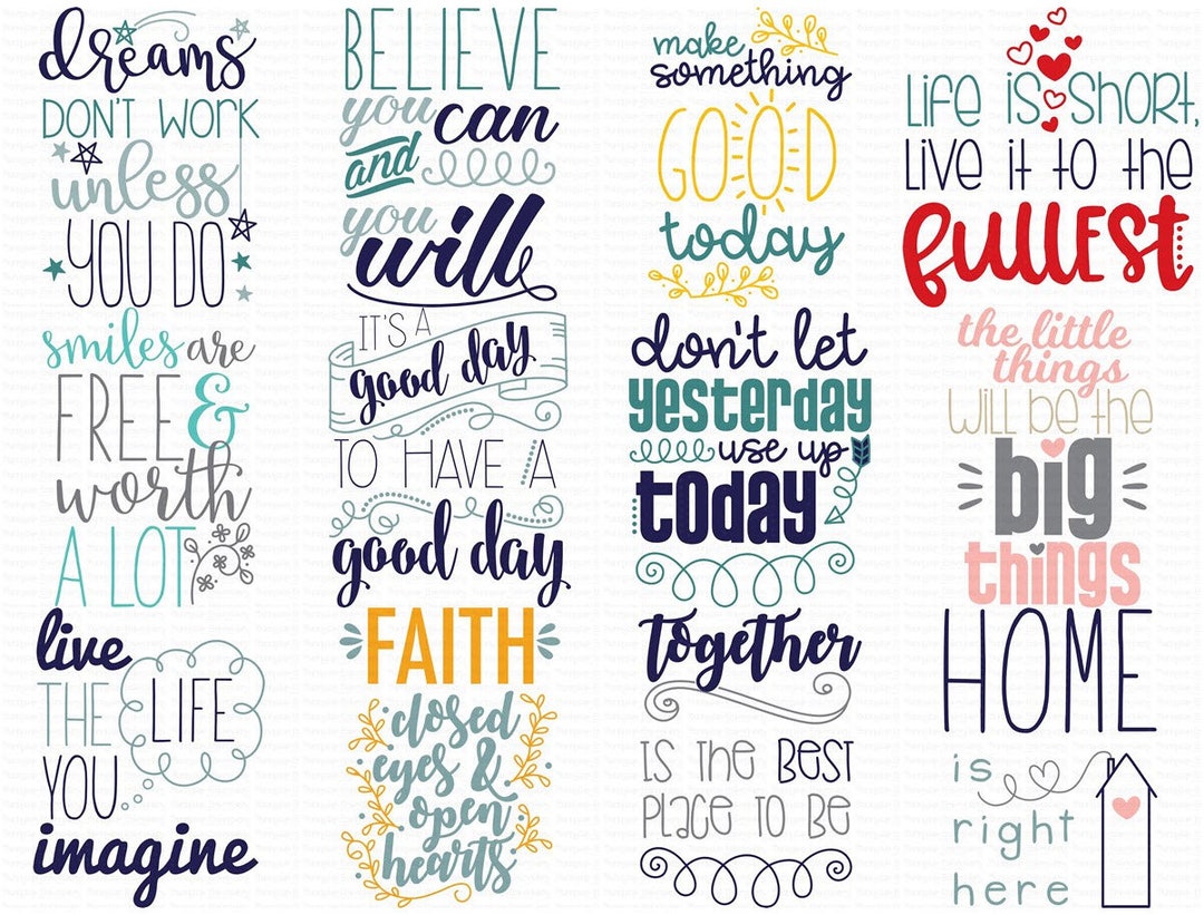 Buy Motivational Sayings Too SVG - 12 SVG, Clip Art, Cut and Printable ...