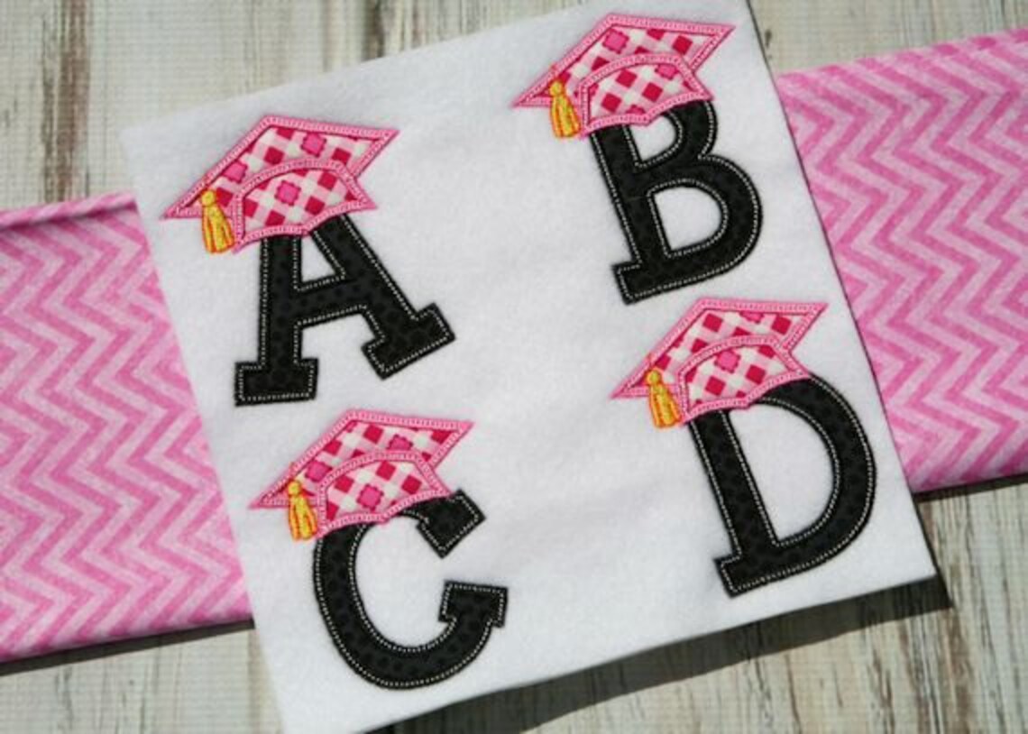 Graduation Alphabet Applique Machine Embroidery Designs 4x4 | Etsy