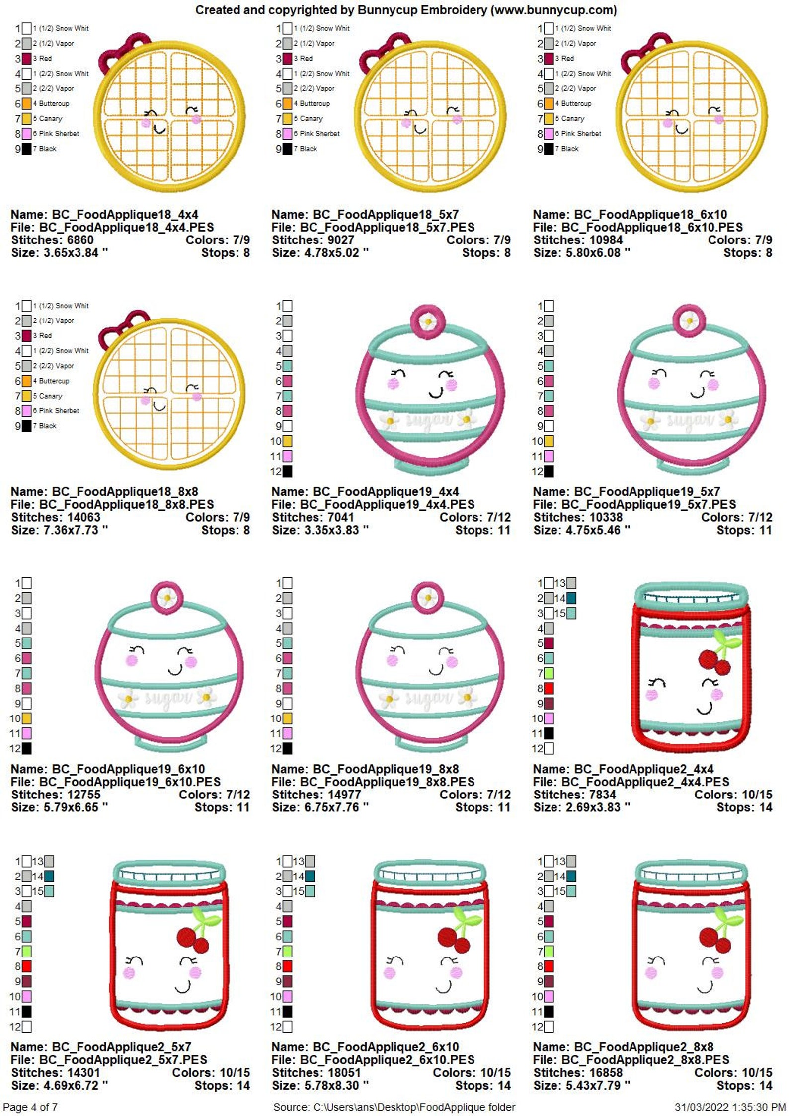 Applique Food 19 Machine Embroidery Designs 4x4 5x7 6x10 - Etsy