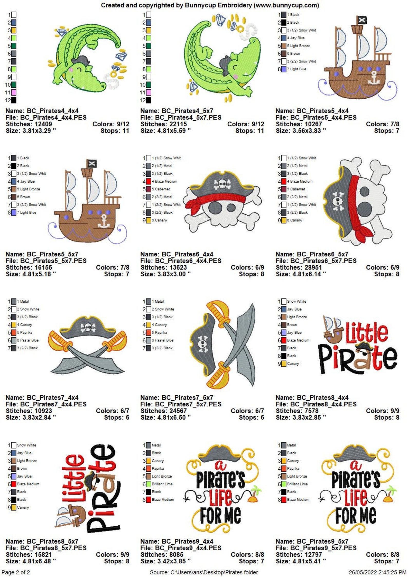 Pirates 12 Machine Embroidery Designs 4x4 5x7 Sizes - Etsy