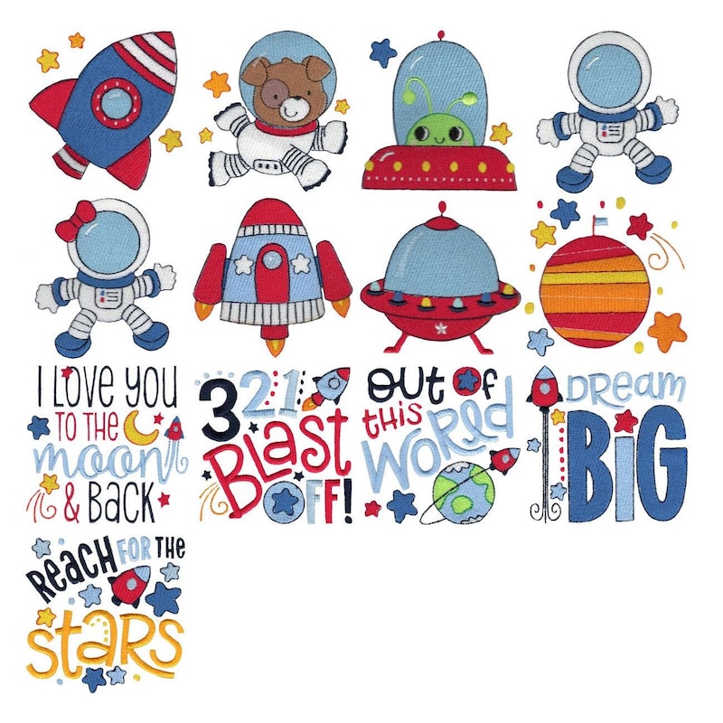 Planet Applique Embroidery Designs - Etsy