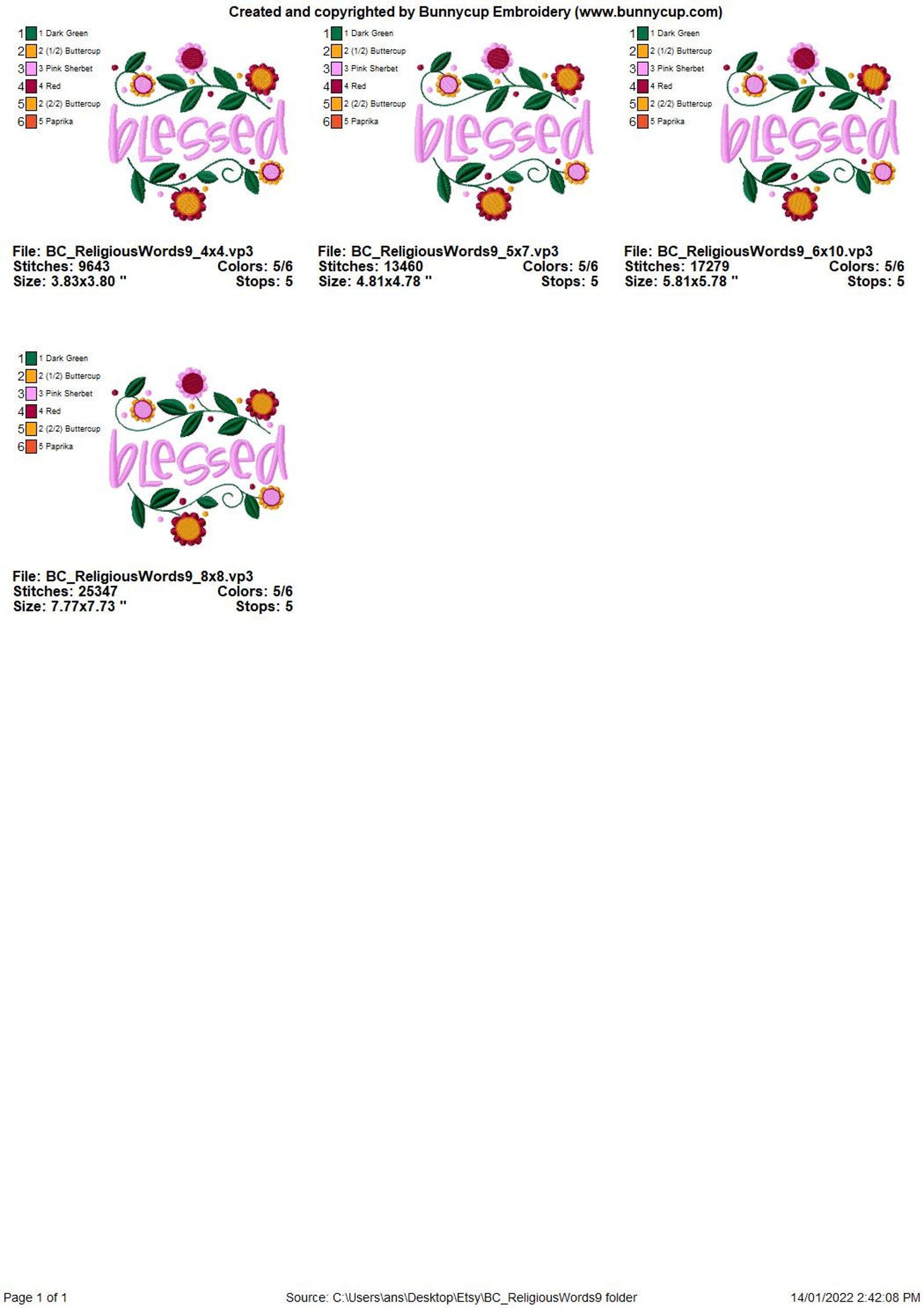 Blessed Machine Embroidery Design - 4x4 5x7 6x10 8x8 Sizes Included ...