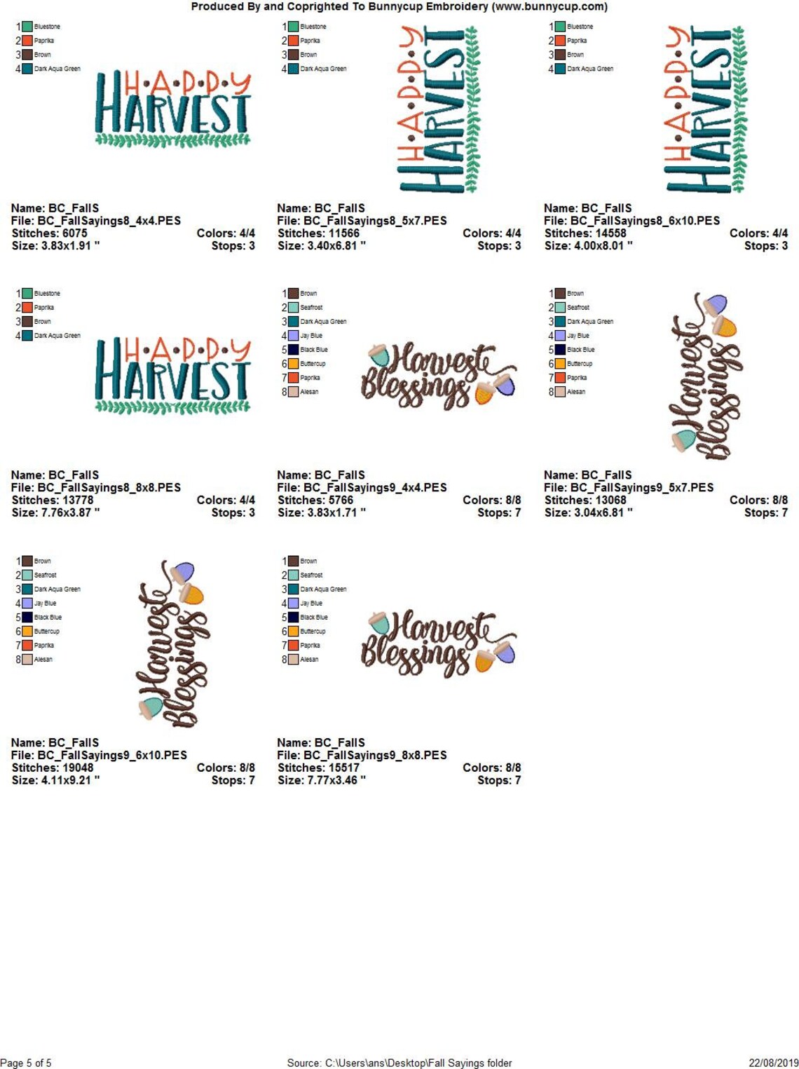 Fall Sayings - 15 Machine Embroidery Designs - Multiple Sizes - Autumn ...