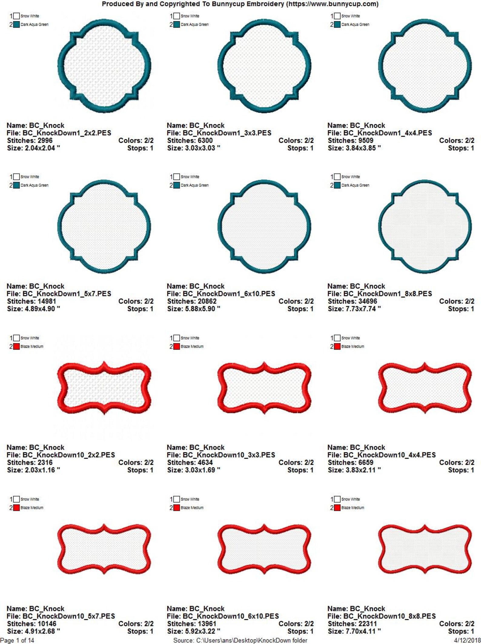 Knock Down - 28 Machine Embroidery Designs - 6 Sizes Included - Knock ...
