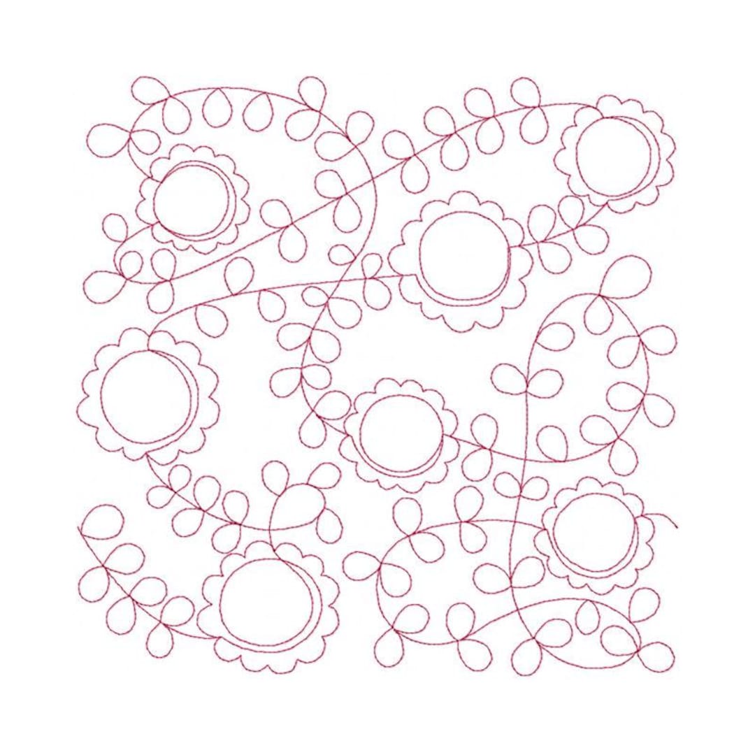 Spring Flowers Quilt Block - Digital Pantograph for Long Arm Quilting Machines - E2E Quilt Block ...