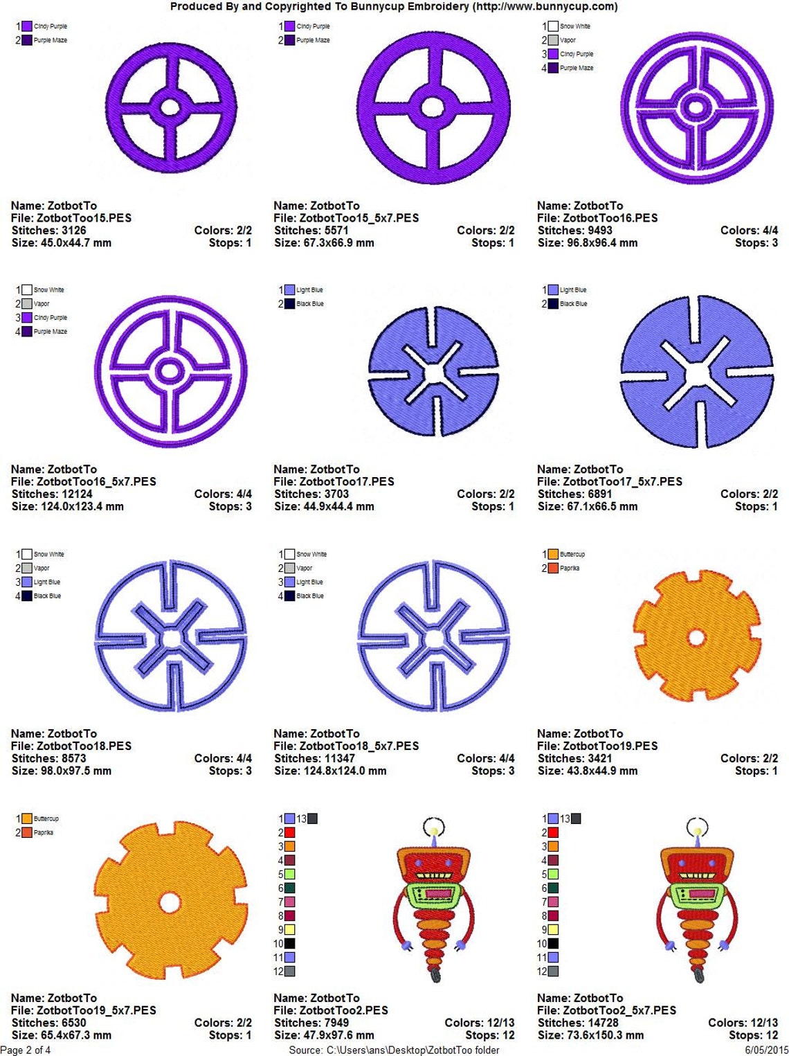 Zotbot Too Filled Stitch Machine Embroidery Designs 4x4 5x7 - Etsy