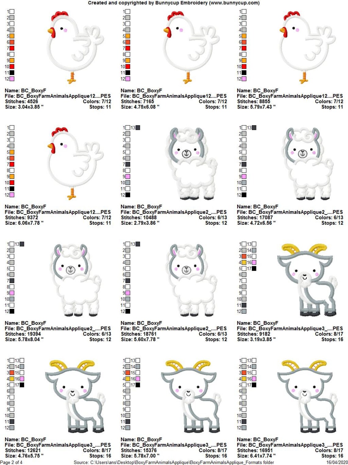 Boxy Farm Animals Applique 12 Machine Embroidery Designs | Etsy
