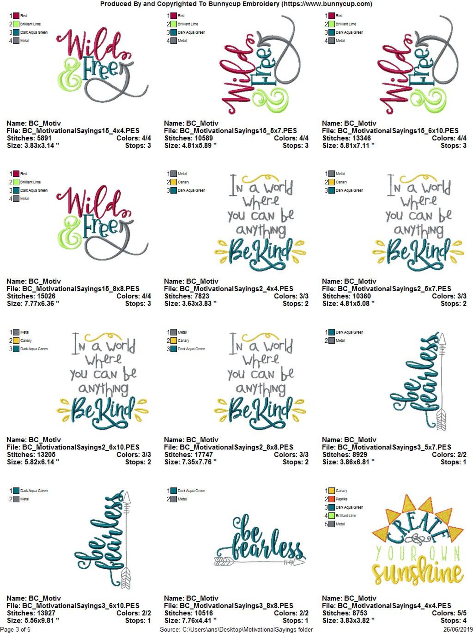 Motivational Sayings 15 Machine Embroidery Designs Multiple Sizes ...