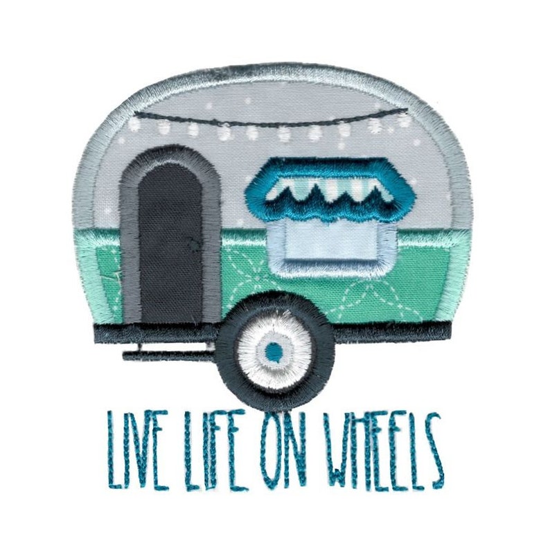 Live Life on Wheels - Applique Embroidery Design - 4x4 5x7 6x10 8x8 ...