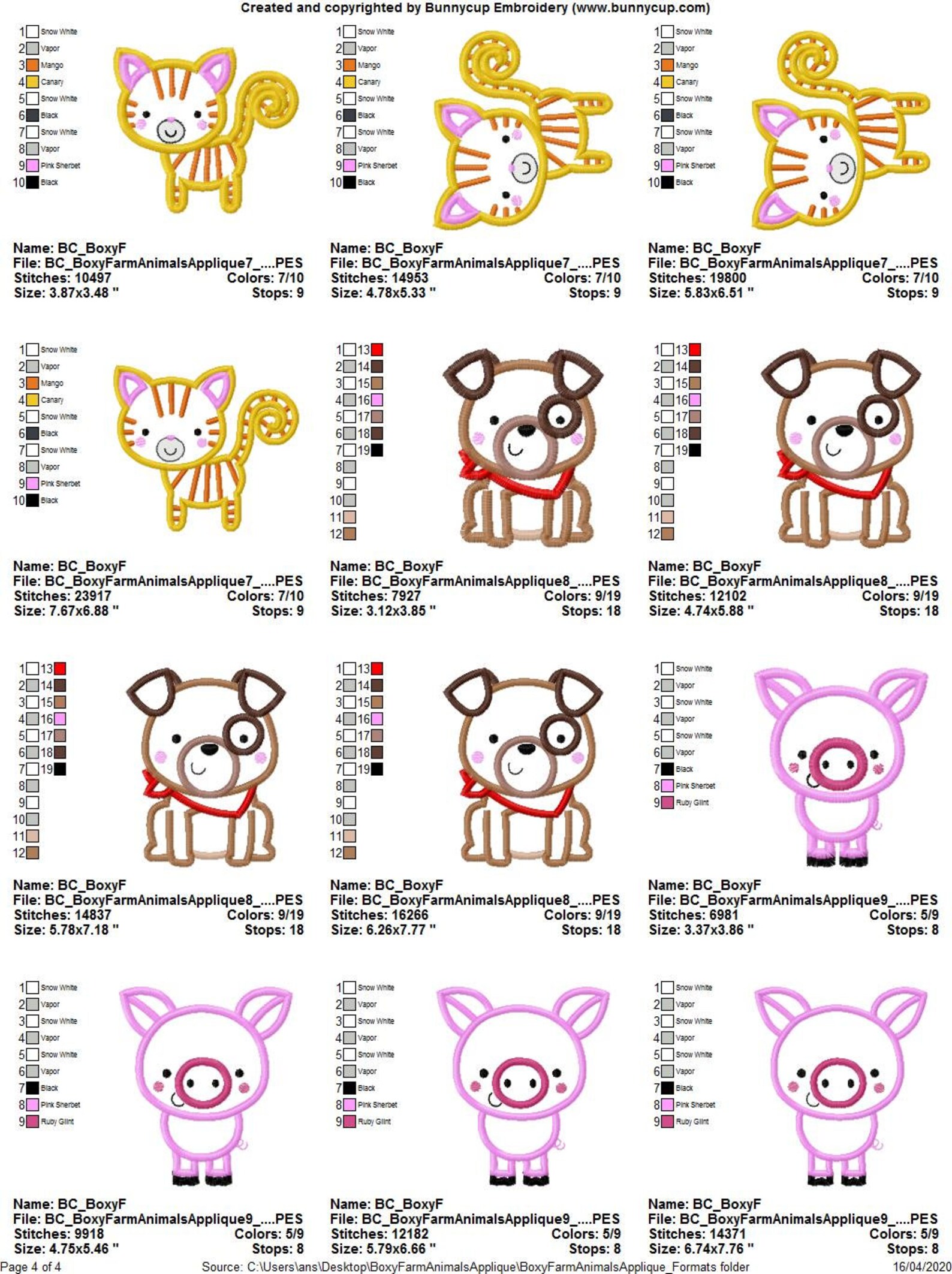 Boxy Farm Animals Applique 12 Machine Embroidery Designs | Etsy