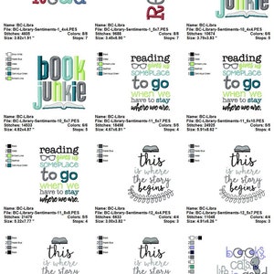 Library Sentiments - 12 Machine Embroidery Designs - Multiple Sizes ...