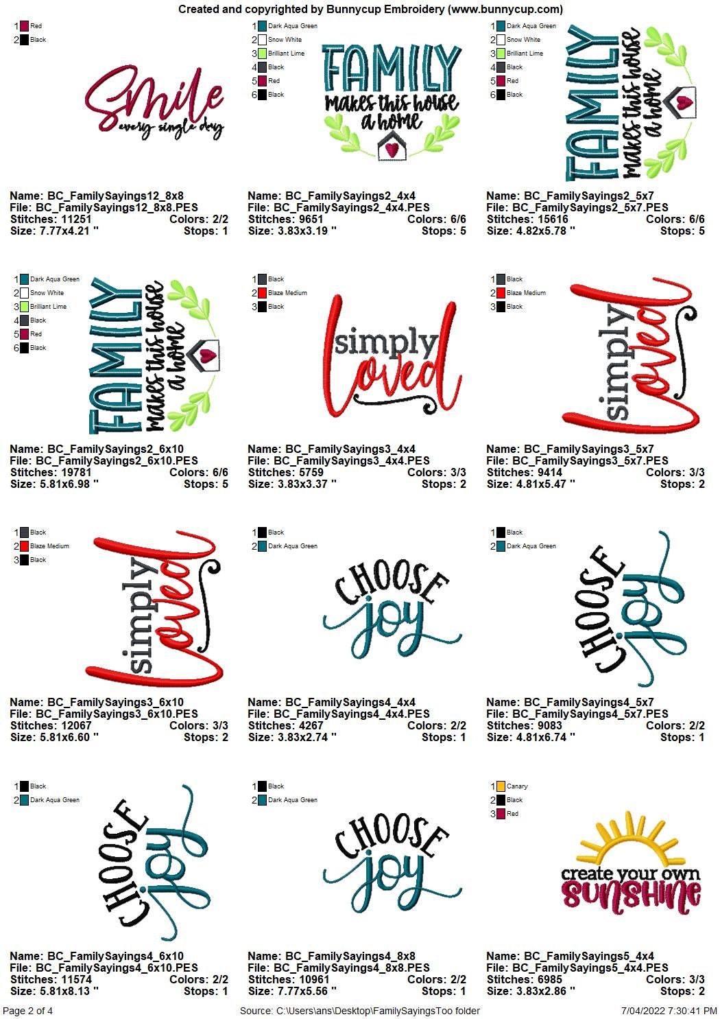 Family Sayings Too 12 Machine Embroidery Designs Muiltiple - Etsy