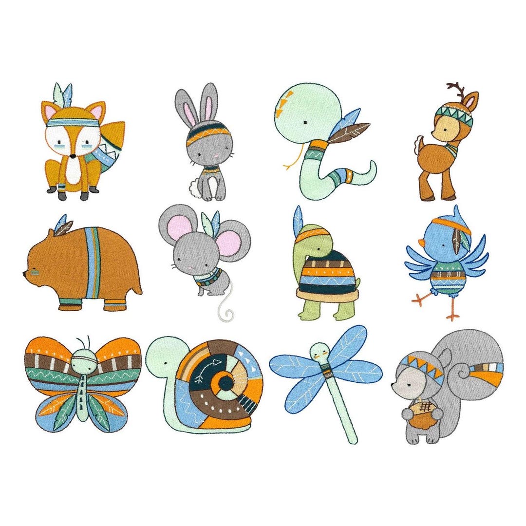 Tribal Animals - 12 Machine Embroidery Designs - 4x4 and 5x7 Inch Hoop ...