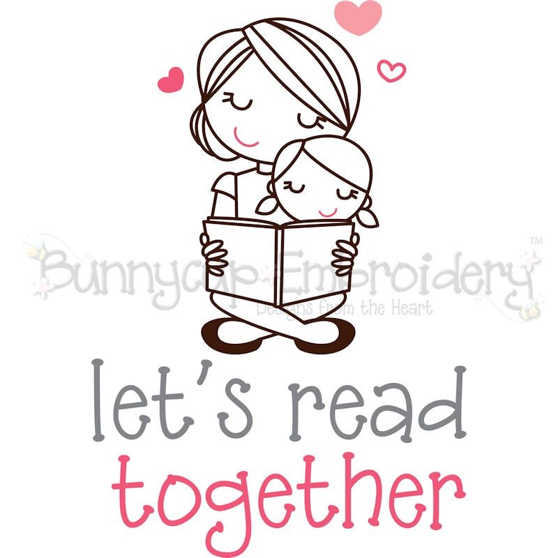 Let's Read Together girl SVG Clipart and SVG File - Etsy