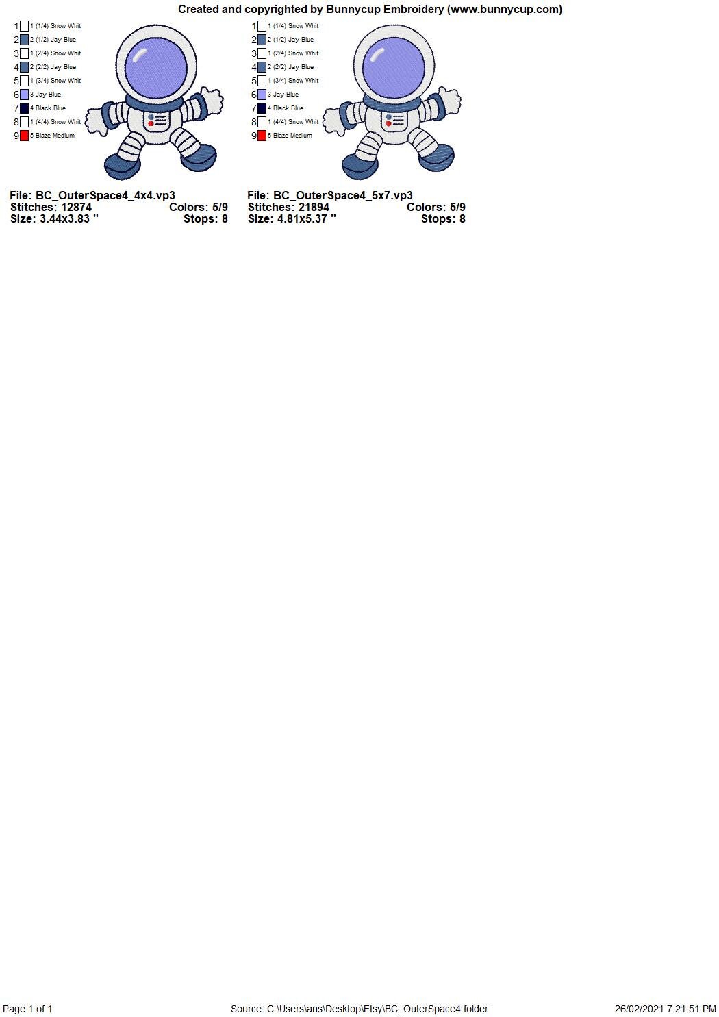 Astronaut Space Craft Machine Embroidery Design 4x4 5x7 | Etsy