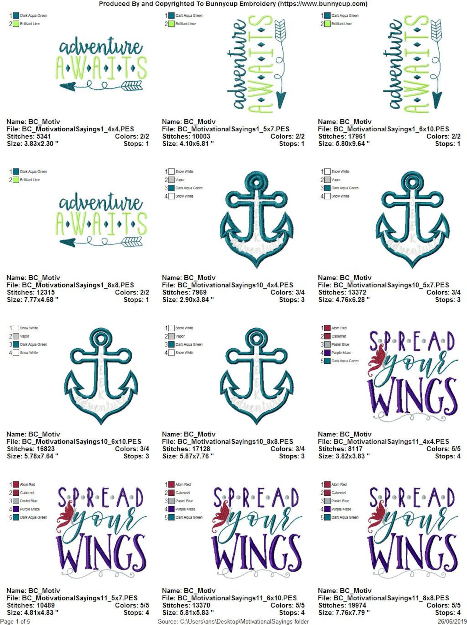 Motivational Sayings - 15 Machine Embroidery Designs - Multiple Sizes ...