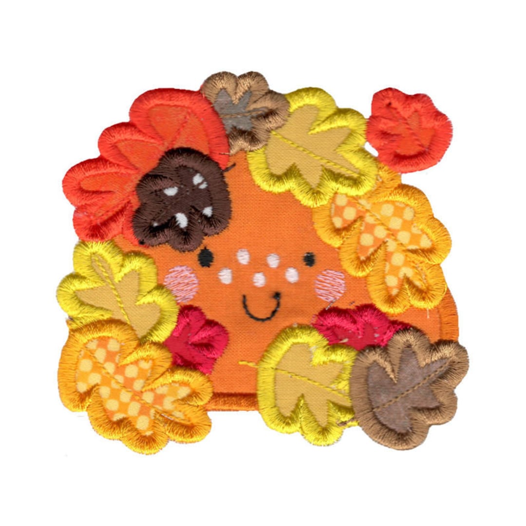 Applique Fall Leaves Pumpkin Embroidery Design - 4x4 5x7 6x10 8x8 Sizes ...