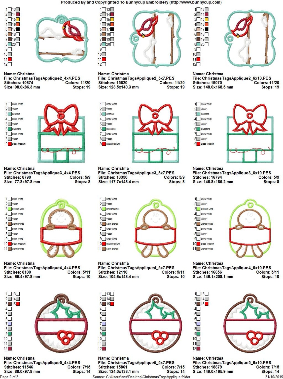 Christmas Tags Applique - 12 Different Applique Machine Embroidery ...